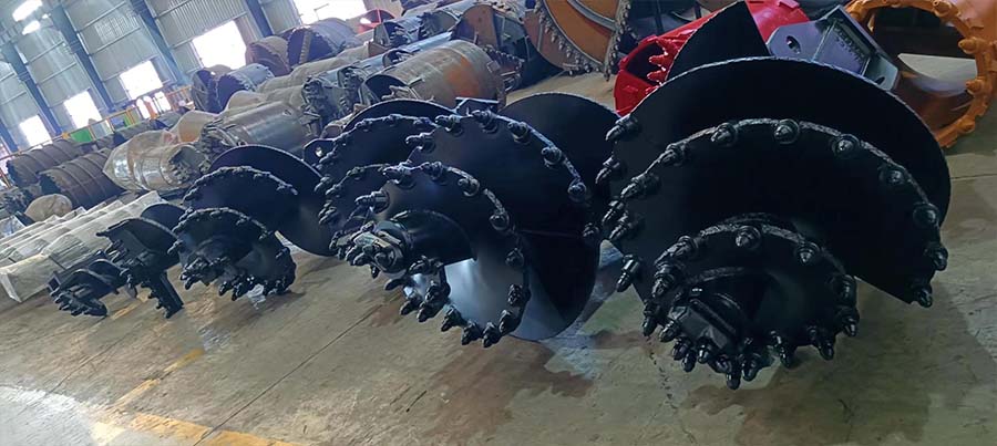 Large batch of Flat Rock Auger and Conical Rock Auger rotary drilling tools